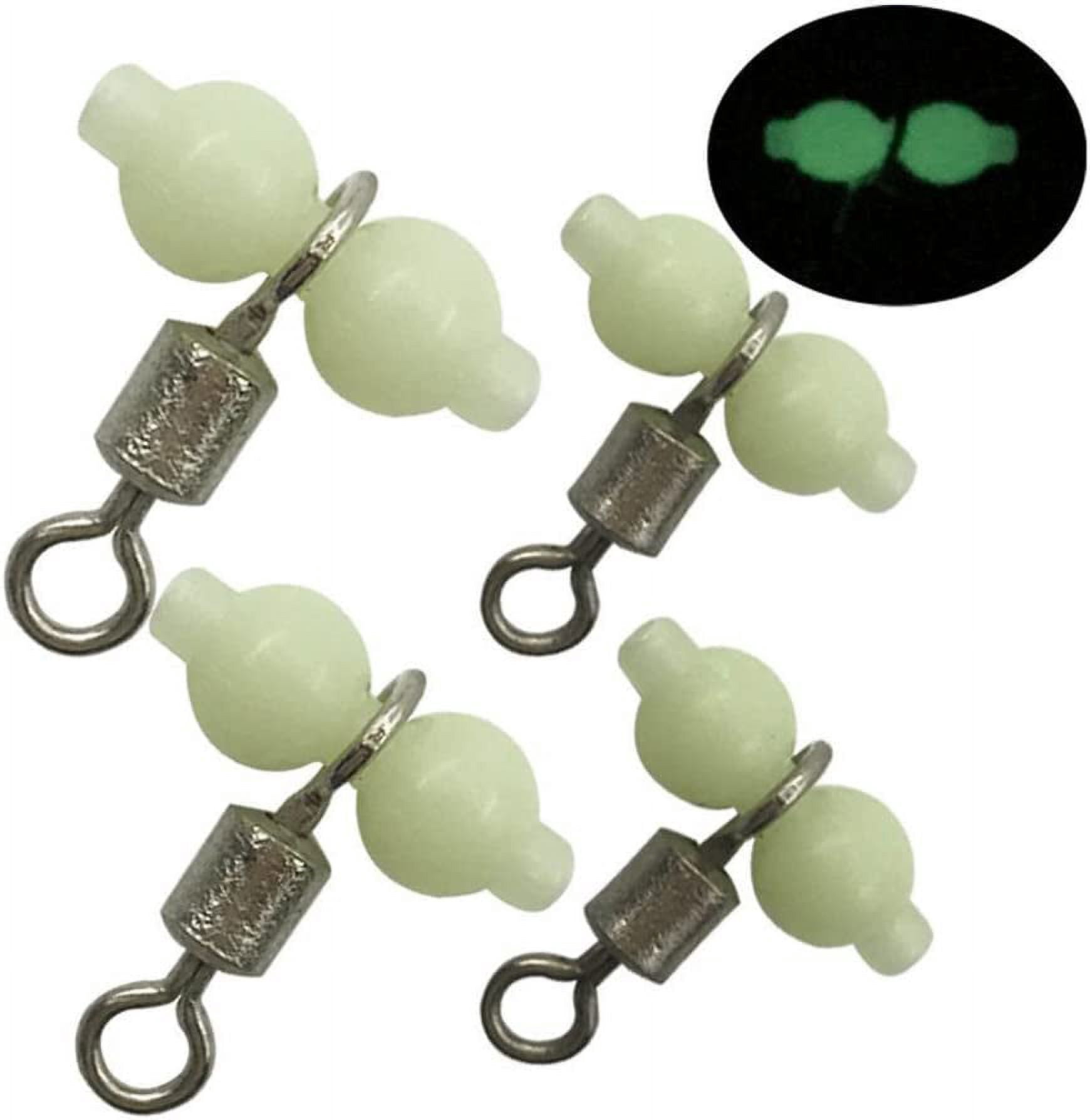 50pcs 3 Way Luminous Rolling Barrel Fishing Swivels Luminous Beads ...