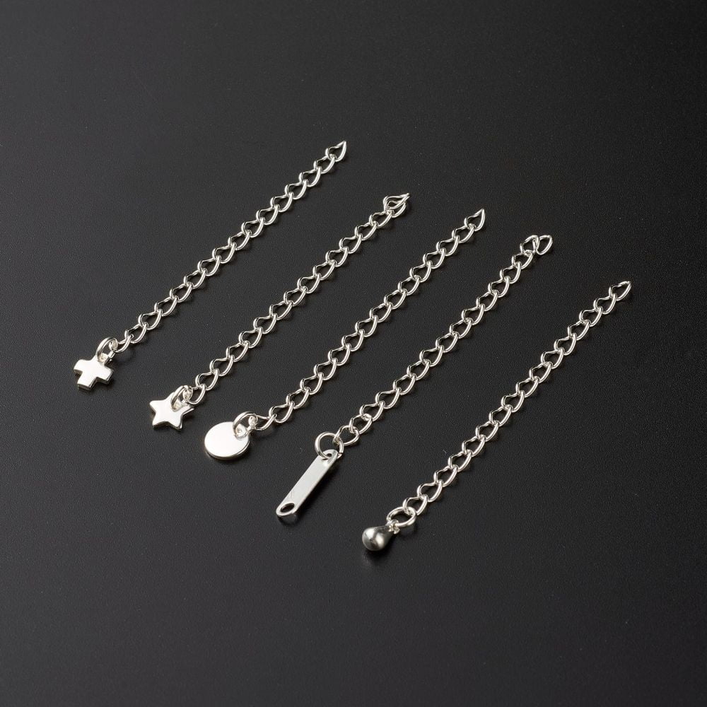 50pcs 304 Stainless Steel Chain Extender Curb Chains & Brass Chain Tabs ...