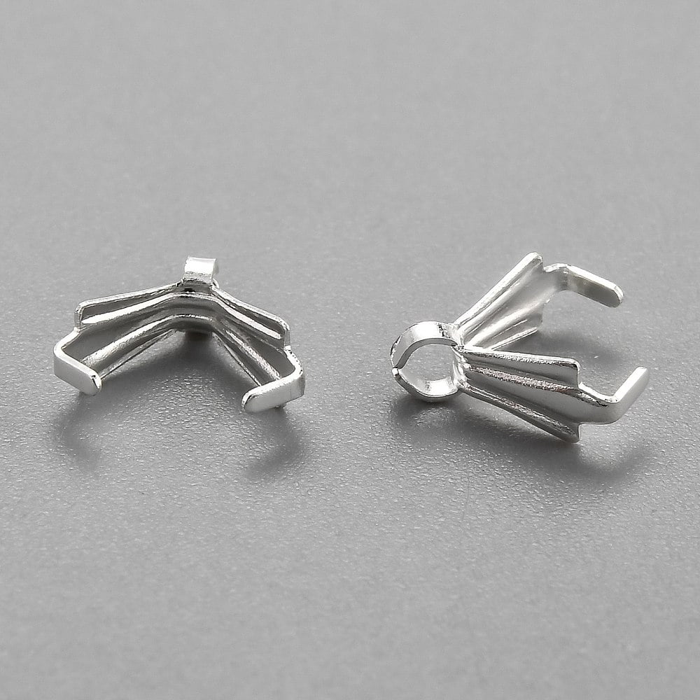 50pcs 304 Stainless Steel Ice Pick Pinch Bails Silver 8x7.5x3mm Hole: 1 ...