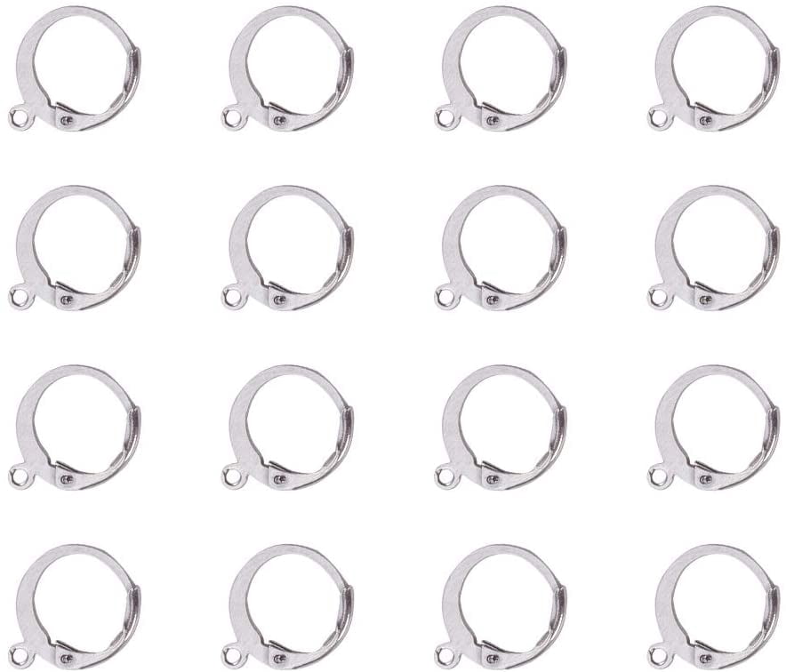 50pcs 304 Stainless Steel Lever Back Hoop Earring 14.5x12x2mm Hole: 1mm ...