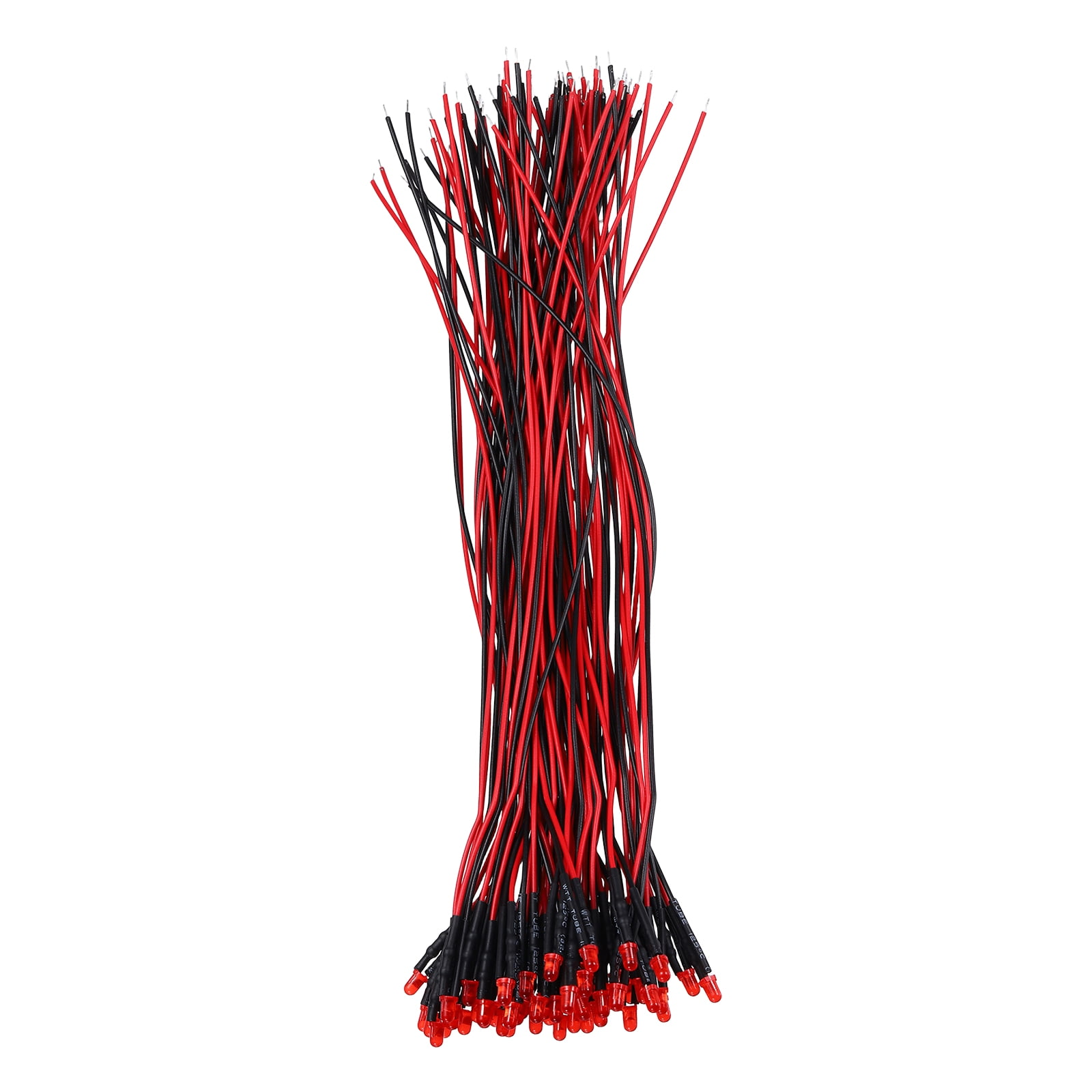 50pcs 3mm LED Diode Lights, Single Flash Red Round Transparent DC 12V ...