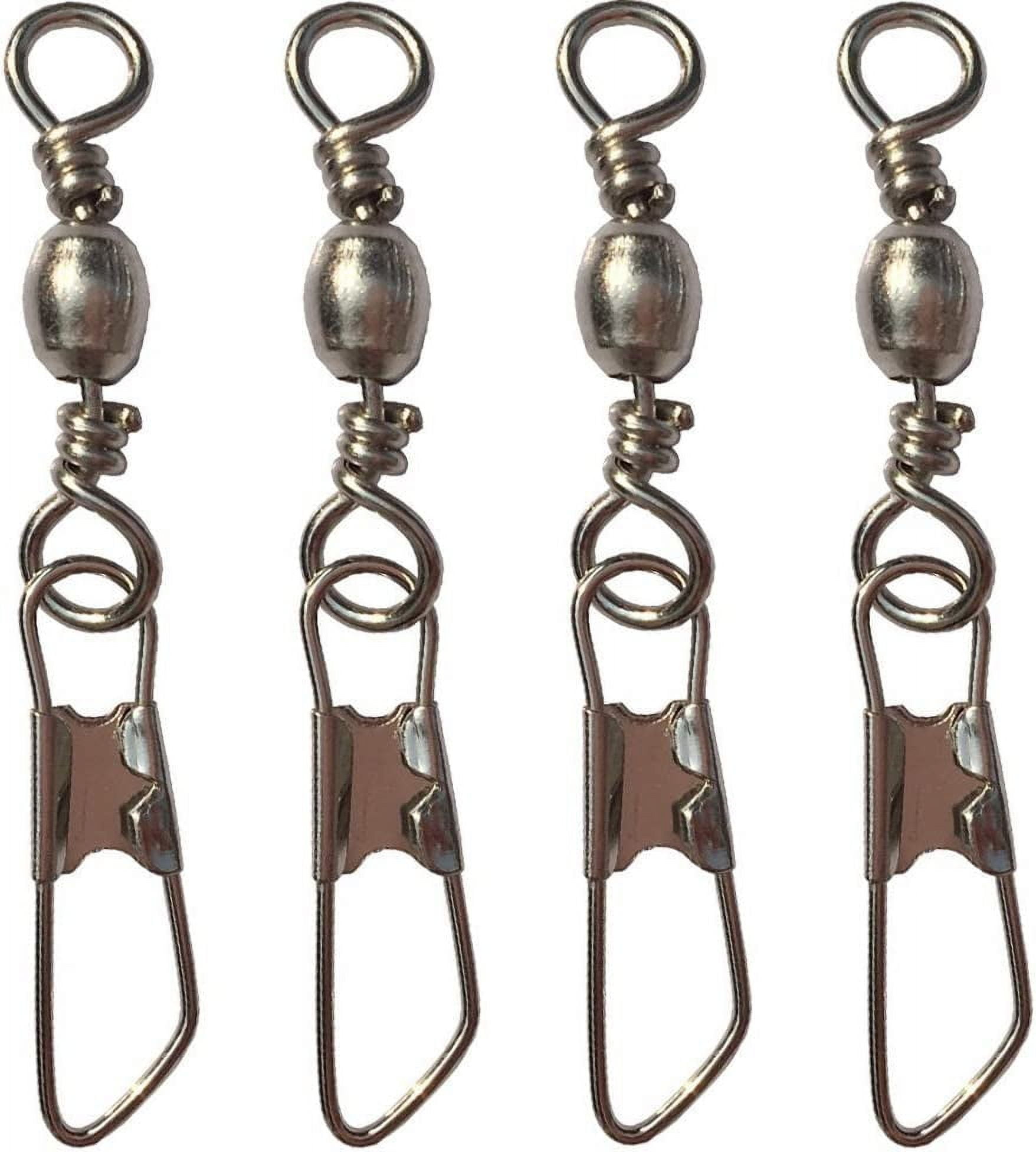 50pcs #4 Solid Fishing Swivel Snaps Hook Connector Barrel Bearing with ...