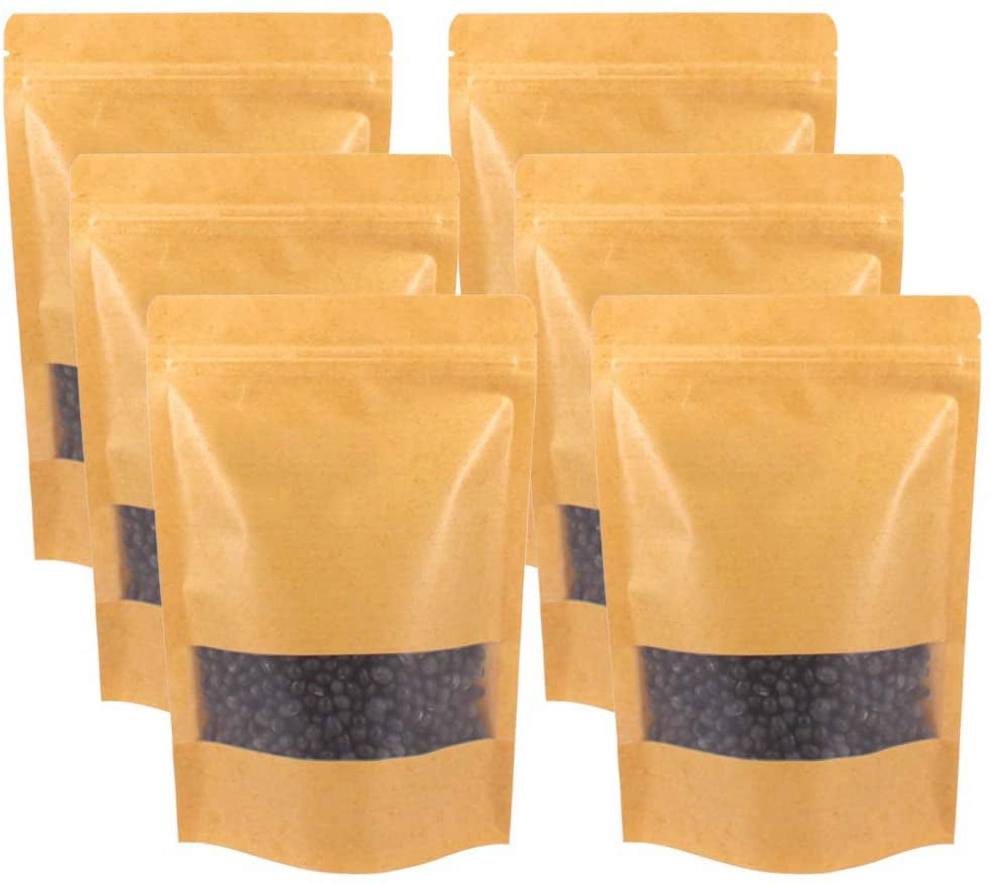 50pcs 5.9”x8.62” Kraft Stand Up Pouches Zip Lock Food Storage Bags with ...