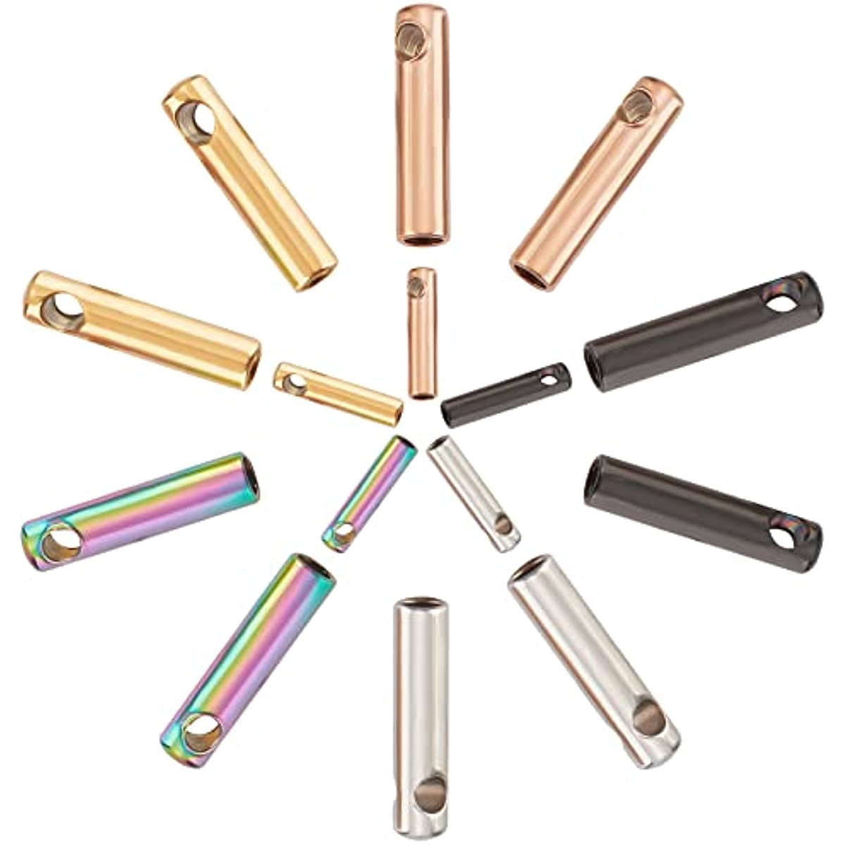 50pcs 5 Colors 7mm Column Cord Ends 304 Stainless Steel Color Tube ...
