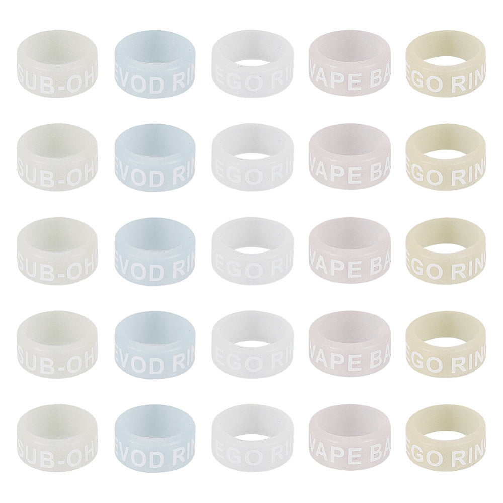 50pcs 5 Colros Luminous Silicone Anti-Skid Ring Glow in the Dark Handle ...