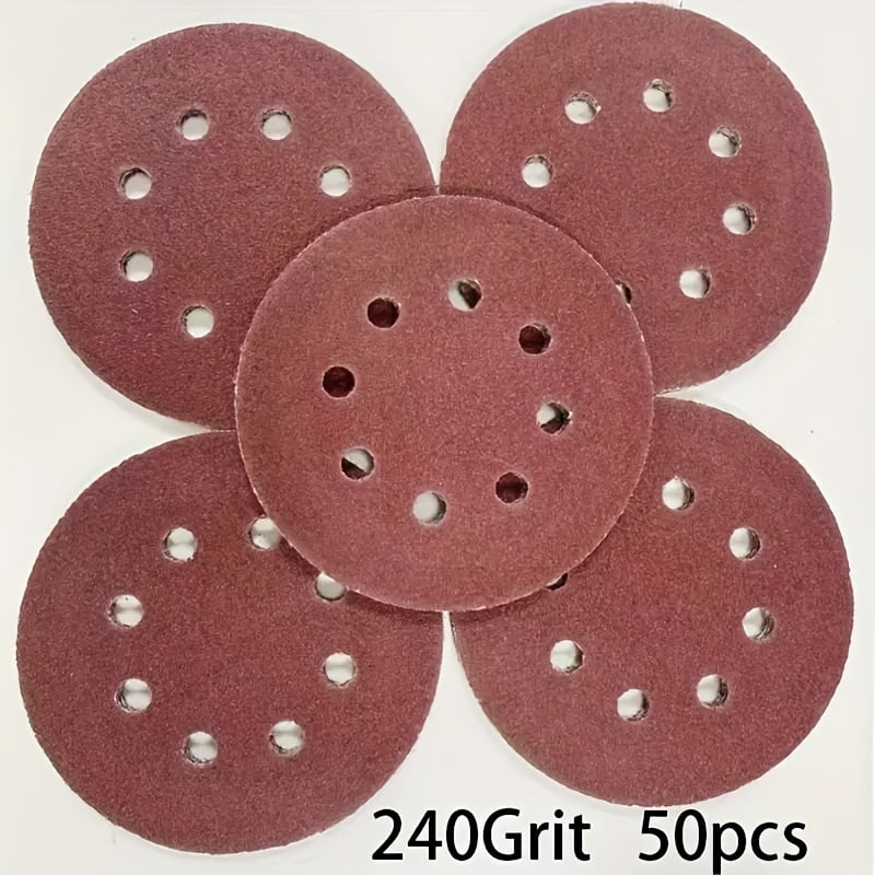 50pcs 5 Inch 8 Hole Hook And Loop Sanding Discs Sandpaper, 60 120 180 ...