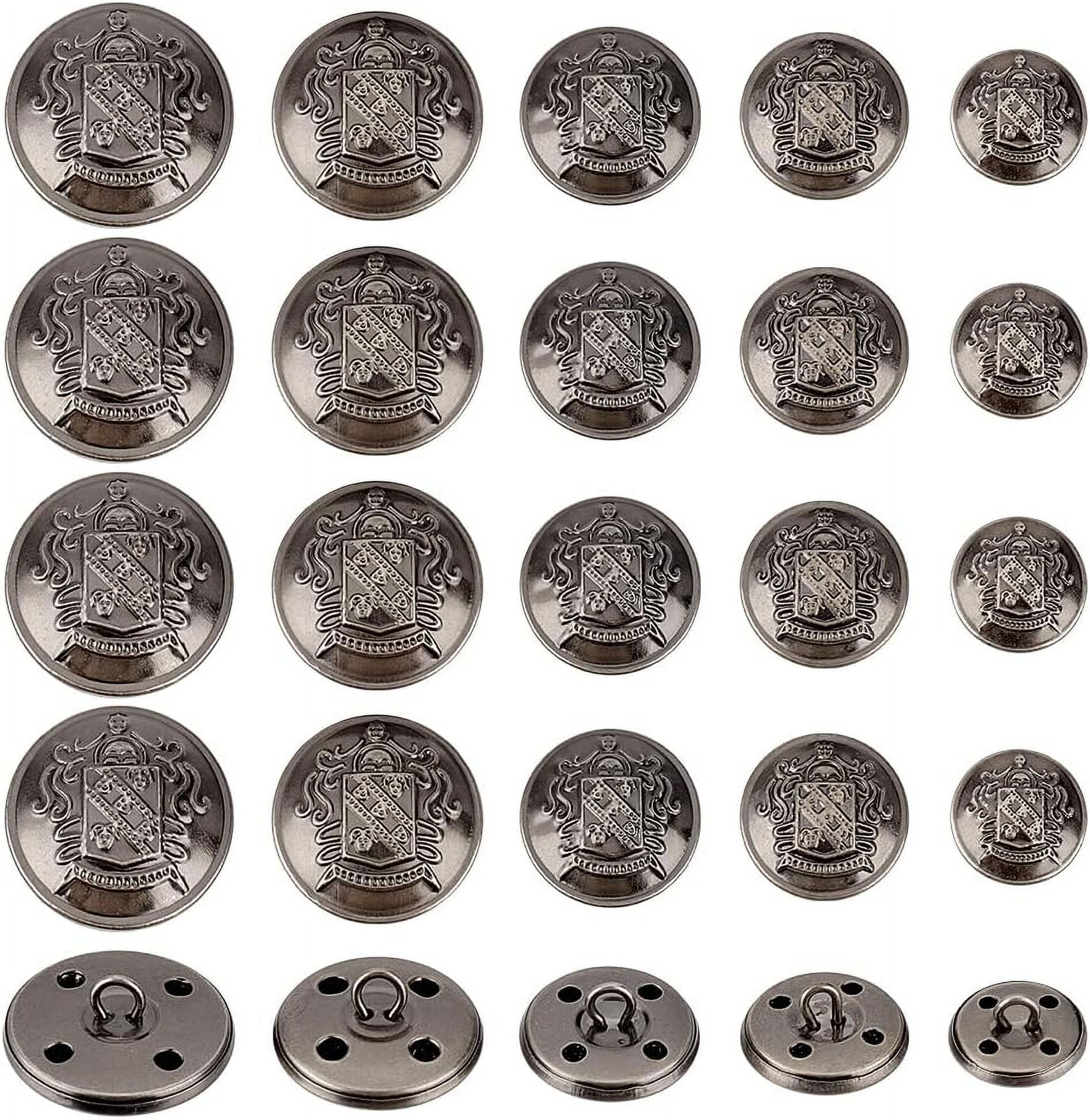 50pcs 5 Size Metal Blazer Button Set Vintage Brass Buttons Emblem Crest ...