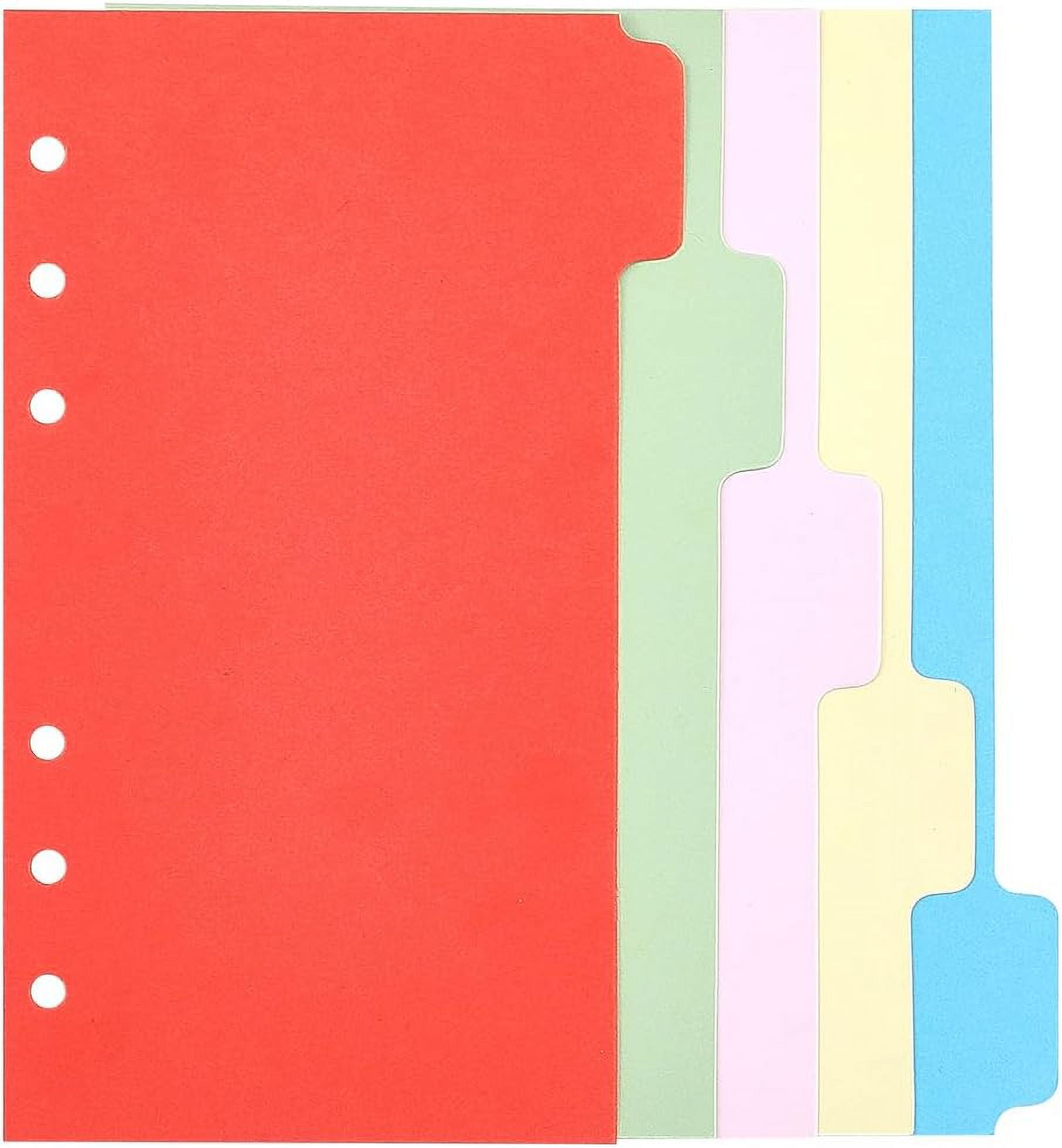 50pcs 5-Tab Binder Dividers Paper Discbound Notebook Plastic Loose Leaf ...