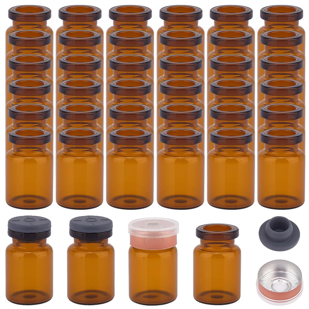 50pcs 50 pack 5ml Brown Glass Headspace Vials with Aluminum Flip Off ...