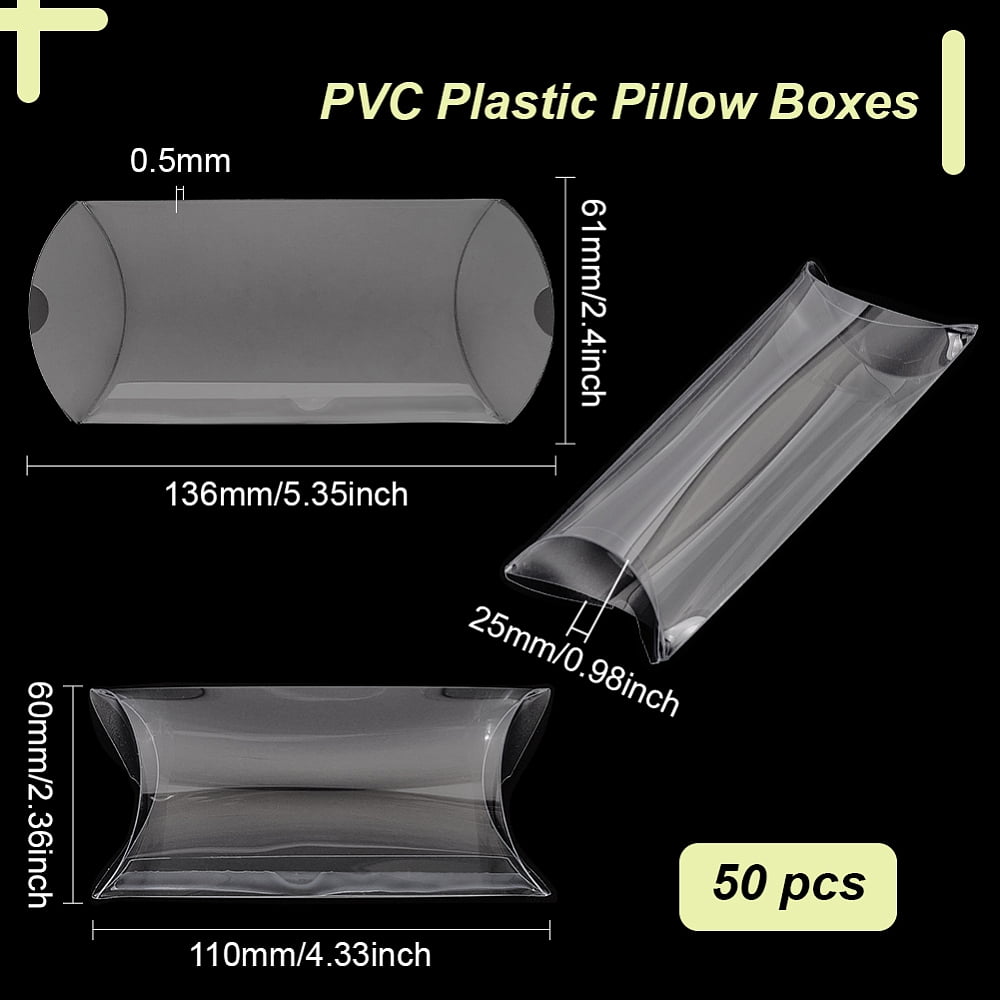 50pcs 50 pack PVC Plastic Pillow box 4x2.4x1 Inch Clear Gift Packaging ...