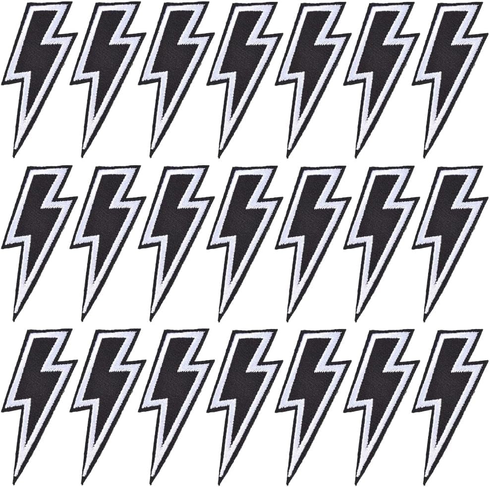 50pcs 50Pcs Black White Lightning Patches Iron on Flash Embroidered ...