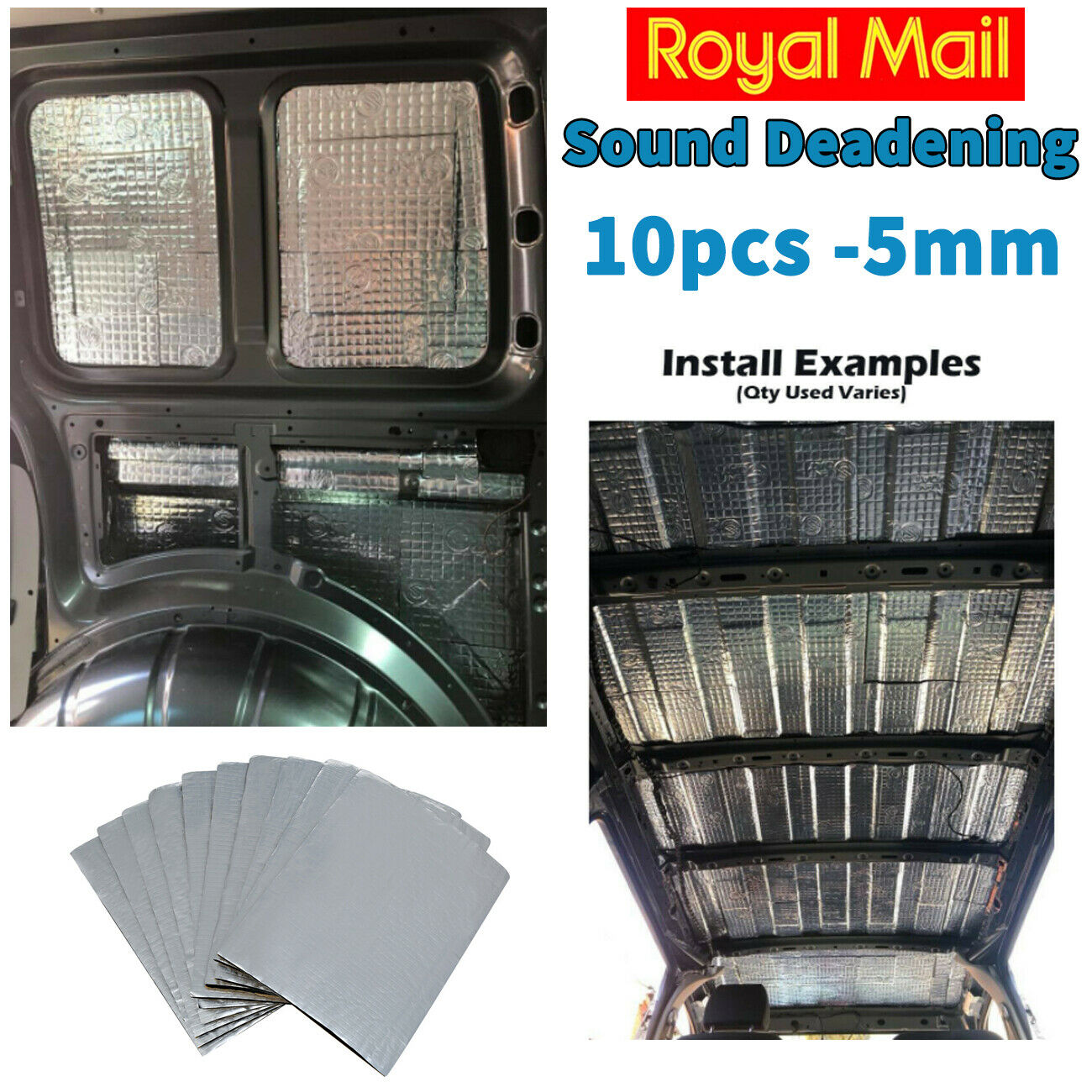 50pcs 5MM Aluminum Foil Car Sound Deadening Heat Insulation Cotton Mats ...