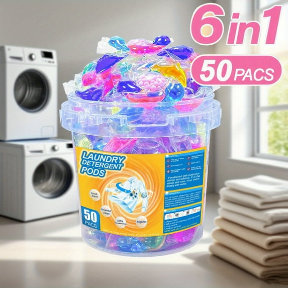 50pcs 6-in-1 Laundry Detergent Beads - Stain Removal & Long-Lasting ...