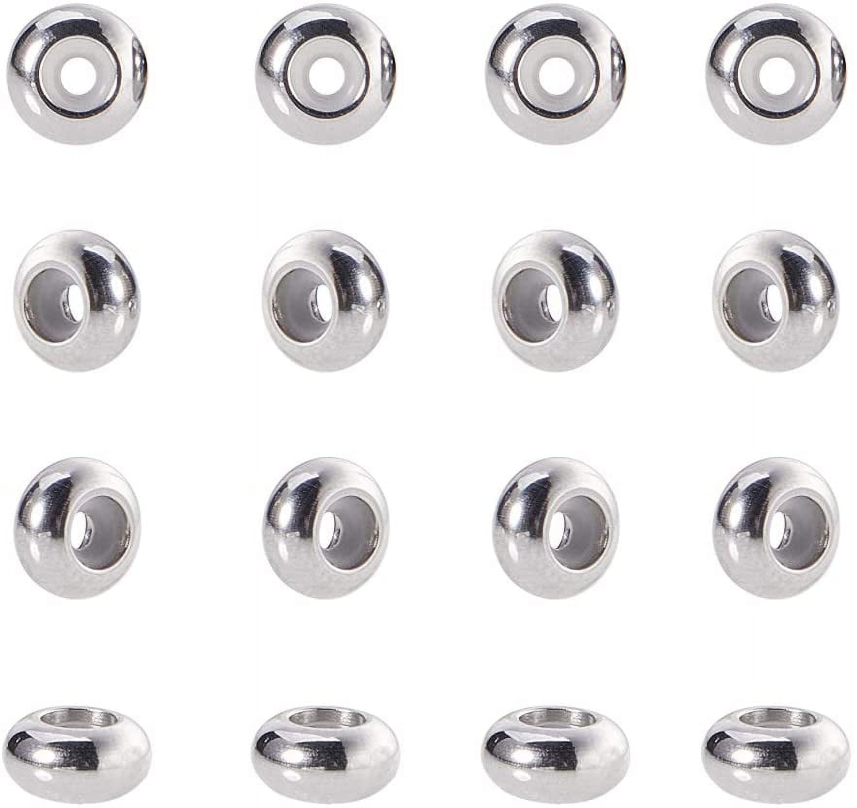 50pcs 6mm Stainless Steel Flat Adjustable Slider Clasps Round Beads 1 ...