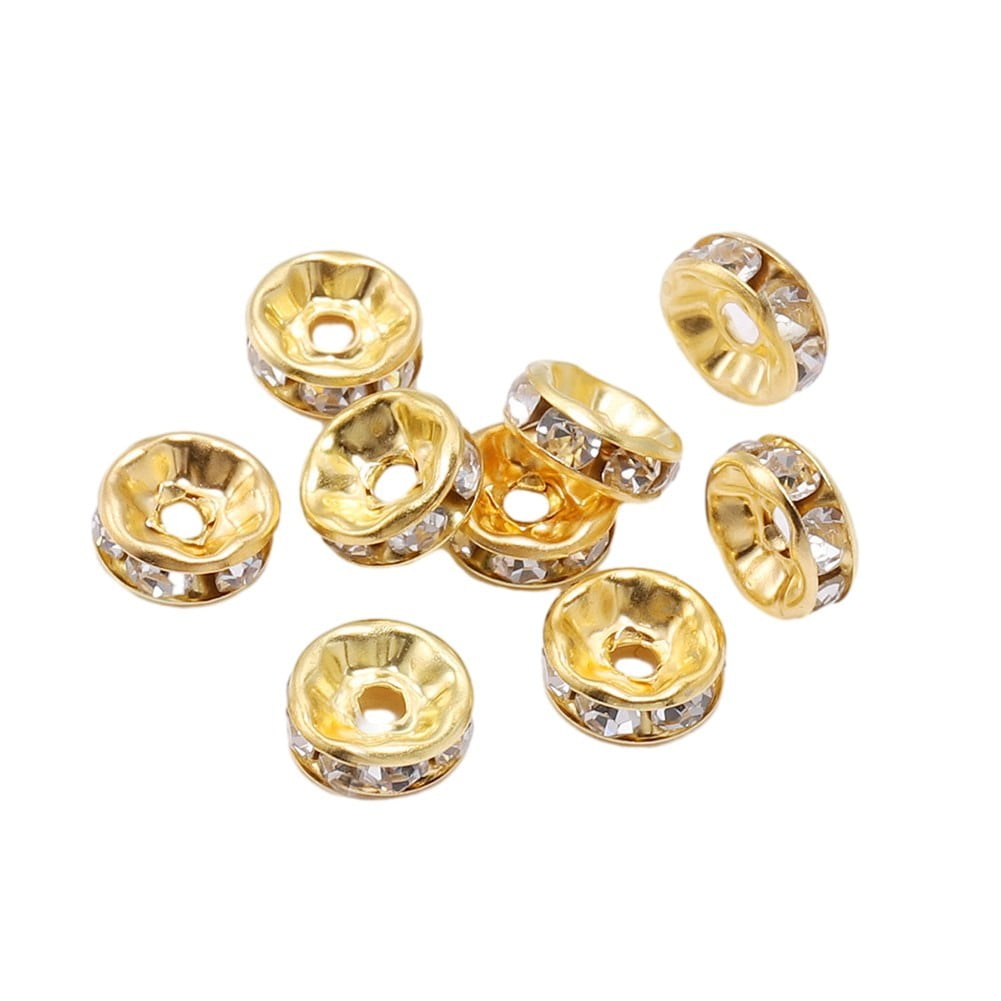 50pcs 6mm rhinestone crystal loose spacer beads DIY jewelry making ...
