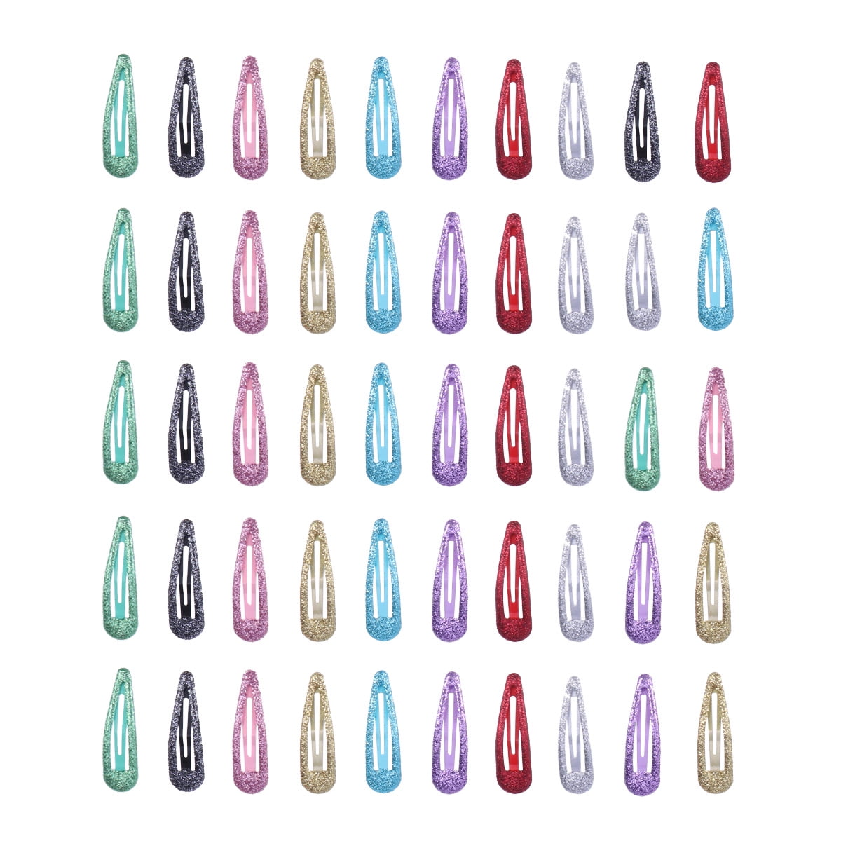 50pcs 8 Colors Metal Snap Hair Clips Glitter Barrettes Hair Accessories ...