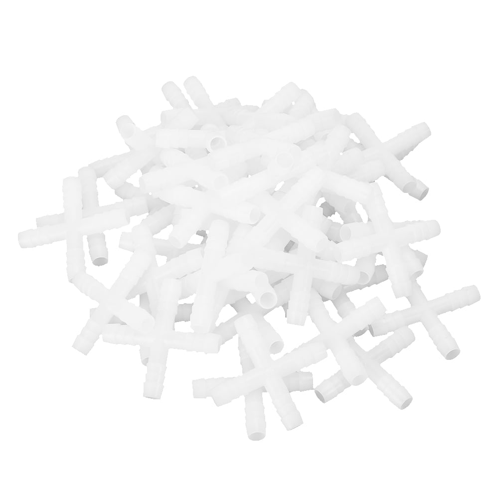 50pcs 8mm 4 Way Connector Chicken Water Line Fittings Plastic Pipe ...