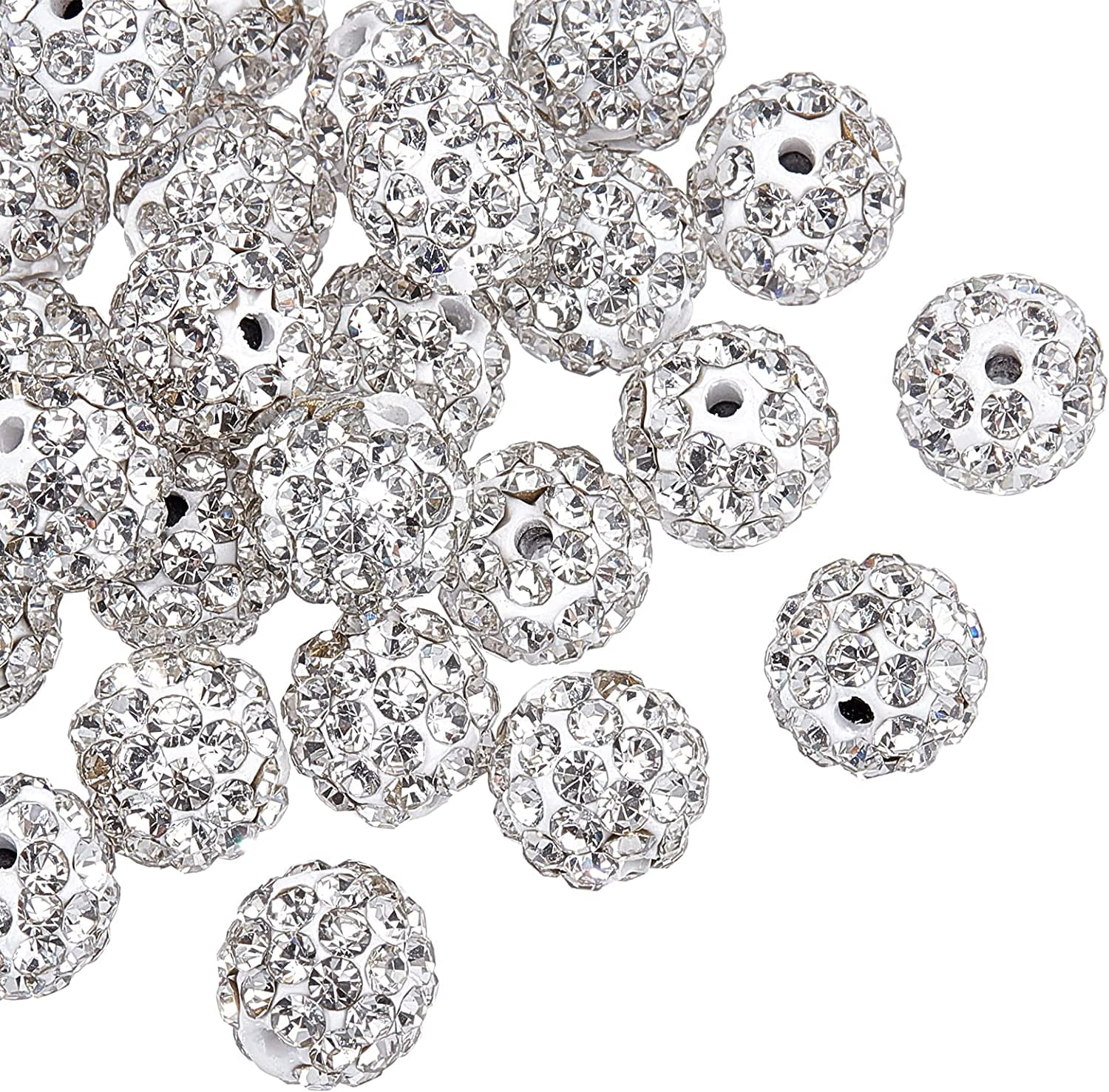 50pcs 8mm White Rhinestone Beads White Clay Beads Polymer Crystal Beads ...