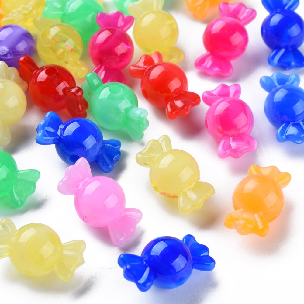 50pcs Acrylic Beads Imitation Gemstone Candy Mixed Color 11.5x21.5x12mm ...
