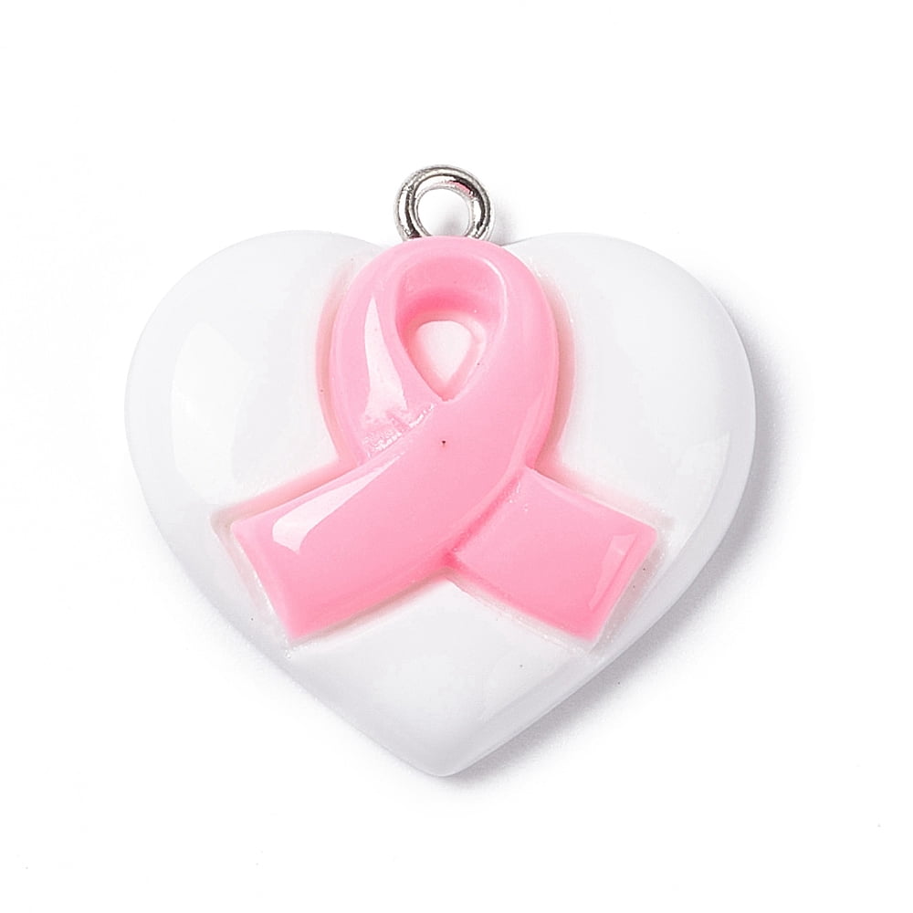 50pcs Acrylic Pendants with Platinum Tone Iron Loop Heart with Breast ...
