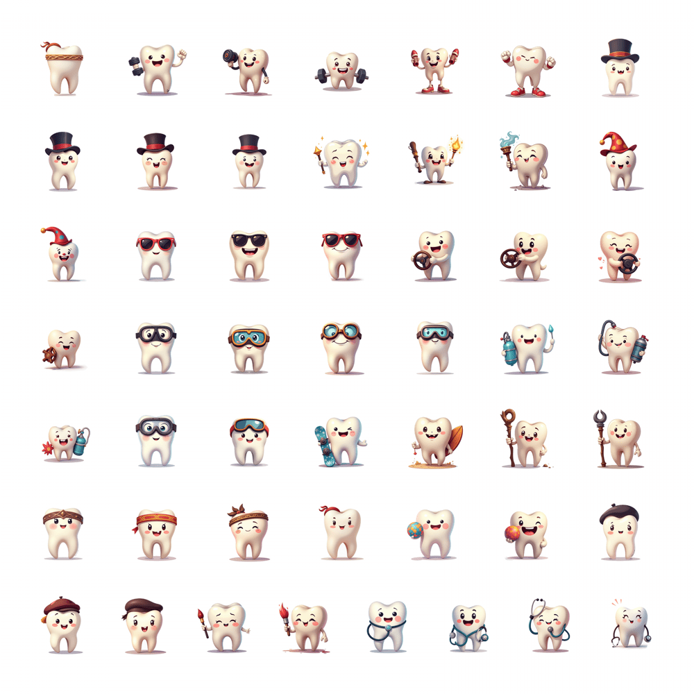 50pcs Adorable Tooth Stickers Cartoon Dentist Kawaii Decals Birthday ...