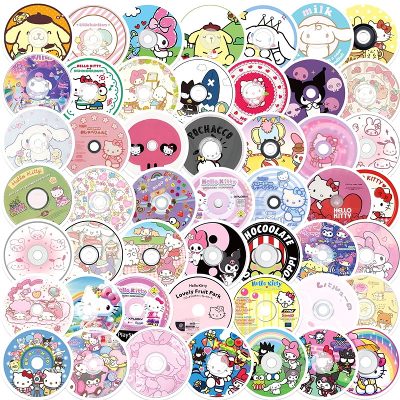 50pcs Aesthetic Sanrio Cd Record Stickers Laptop Notebook Phone Cute ...