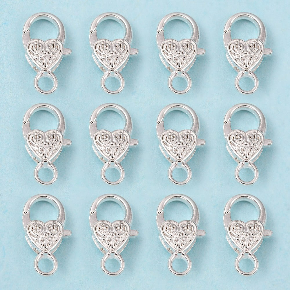 50pcs Alloy Heart Lobster Claw Clasps Jewelry Making Findings for ...
