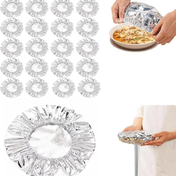50pcs Aluminum Foil Food Covers – Reusable Kitchen Food Protector to ...