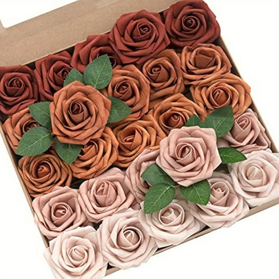 50pcs Amber Artificial Roses, 3" Foam Rose Flowers for DIY Wedding ...