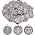 50pcs Antique Silver Color,St Benedict Medals Metal Saint Pendants ...