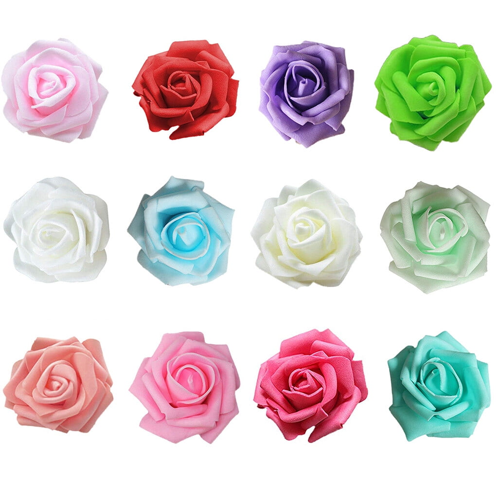 50pcs Artificial Bionic Flowers PE Foam Fake Lifelike Roses Wedding ...