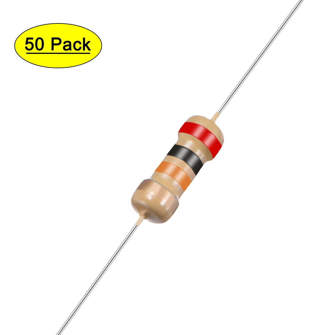 50pcs Axial Carbon Film Resistors 20K Ohm 0.25W 5% Tolerances 4 Color ...