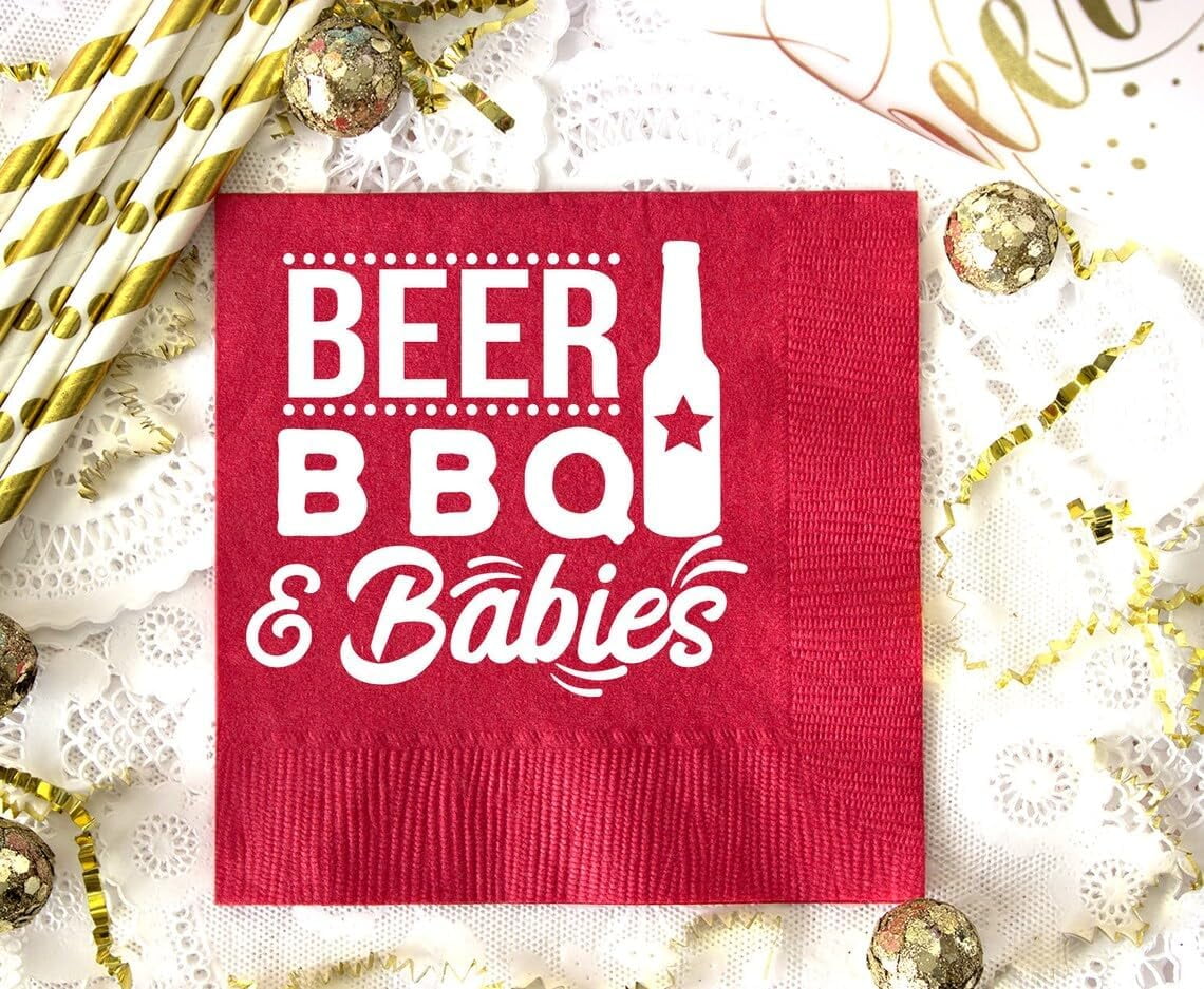 50pcs BBQ Baby Shower Napkin - Couples Baby Shower - Custom Color ...