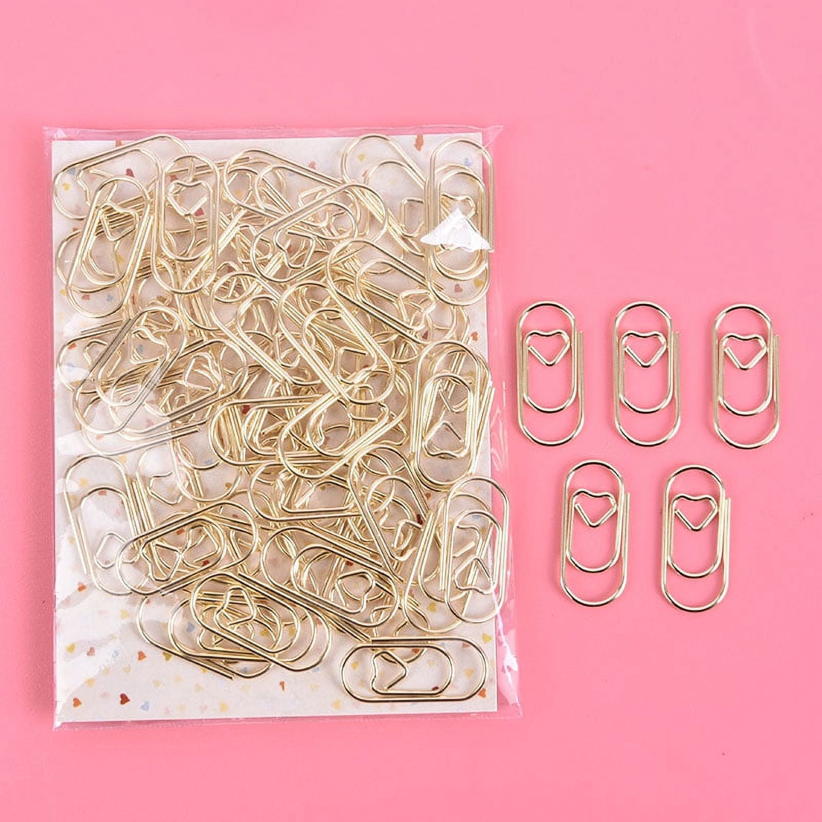 50pcs/Bag Mini Heart Paper Clips Rose Gold Color Office Accessories ...