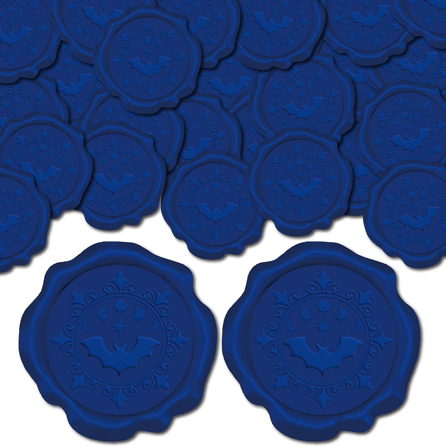 50pcs Bats Adhesive Envelope Sealing Stickers Blue Moon Phases Star Wax ...