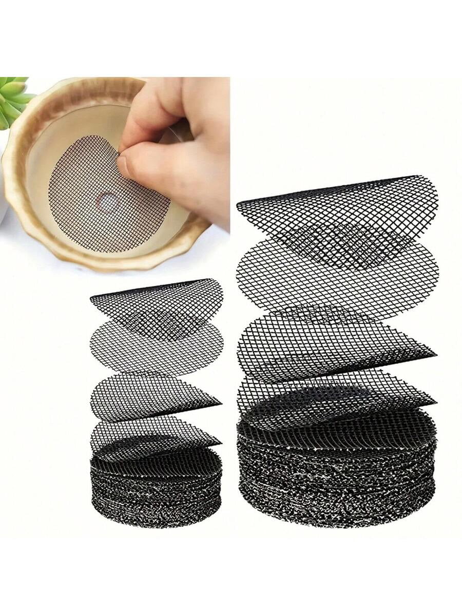 50pcs Black Flower Pot Drainage Mesh Pads Round Soil Retention Screens ...