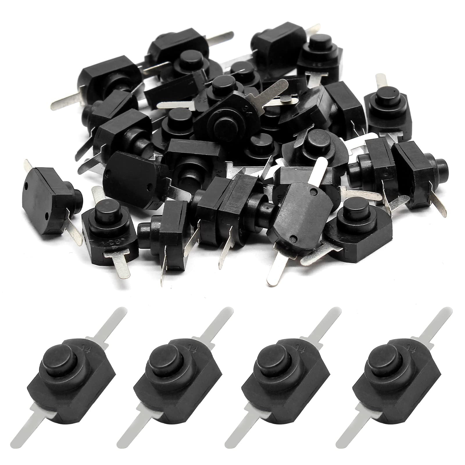 50pcs Black Latching Mini ON/Off Switch Self-Lock Micro Push Button ...