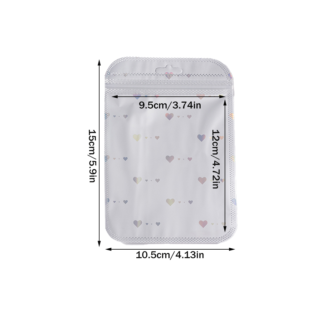 50pcs Black White Laser Heart Resealable Mylar Pouch Bag with Ziplock ...