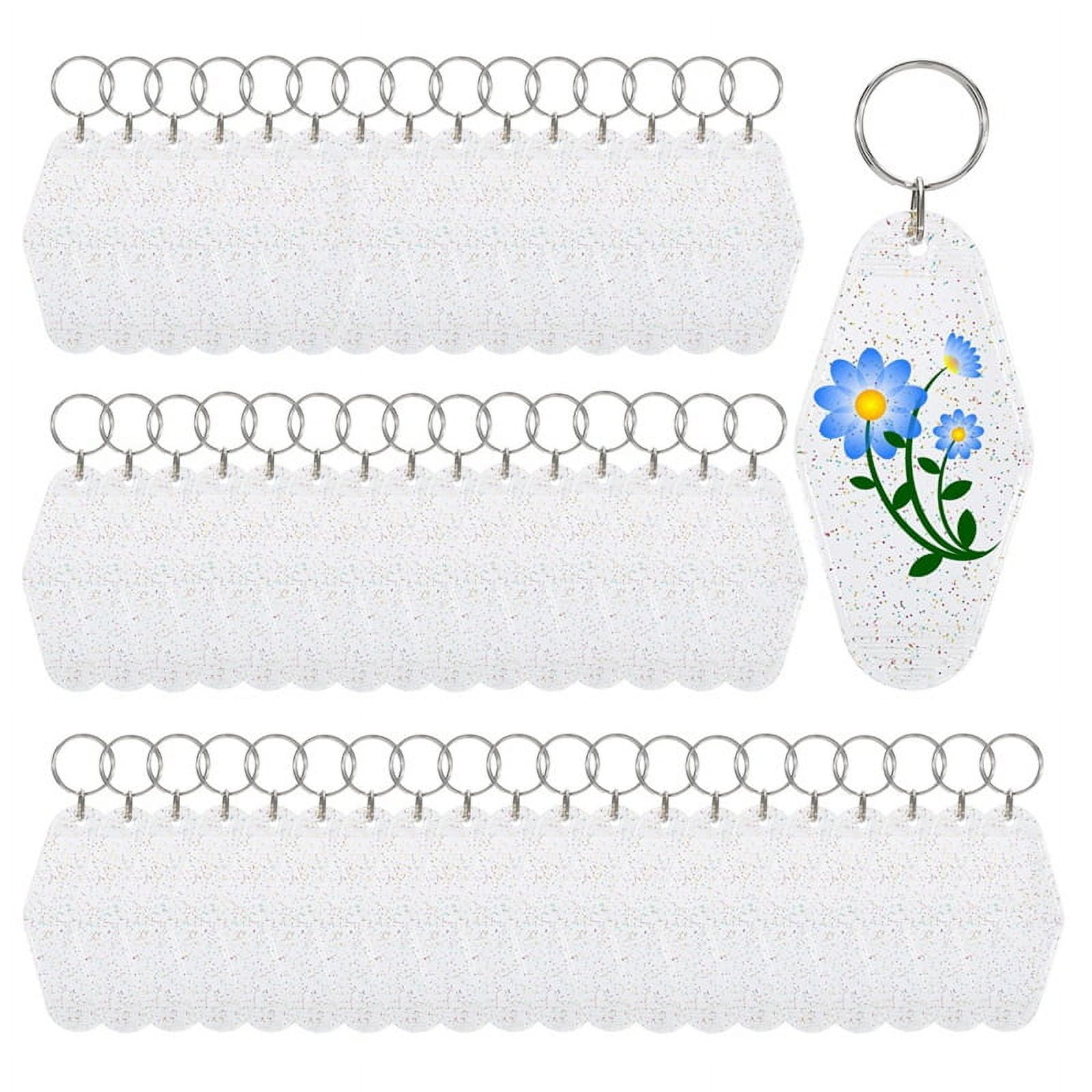 50pcs Blank Motel Keychain Bulk with Rings,Clear with Glitter Hotel ...
