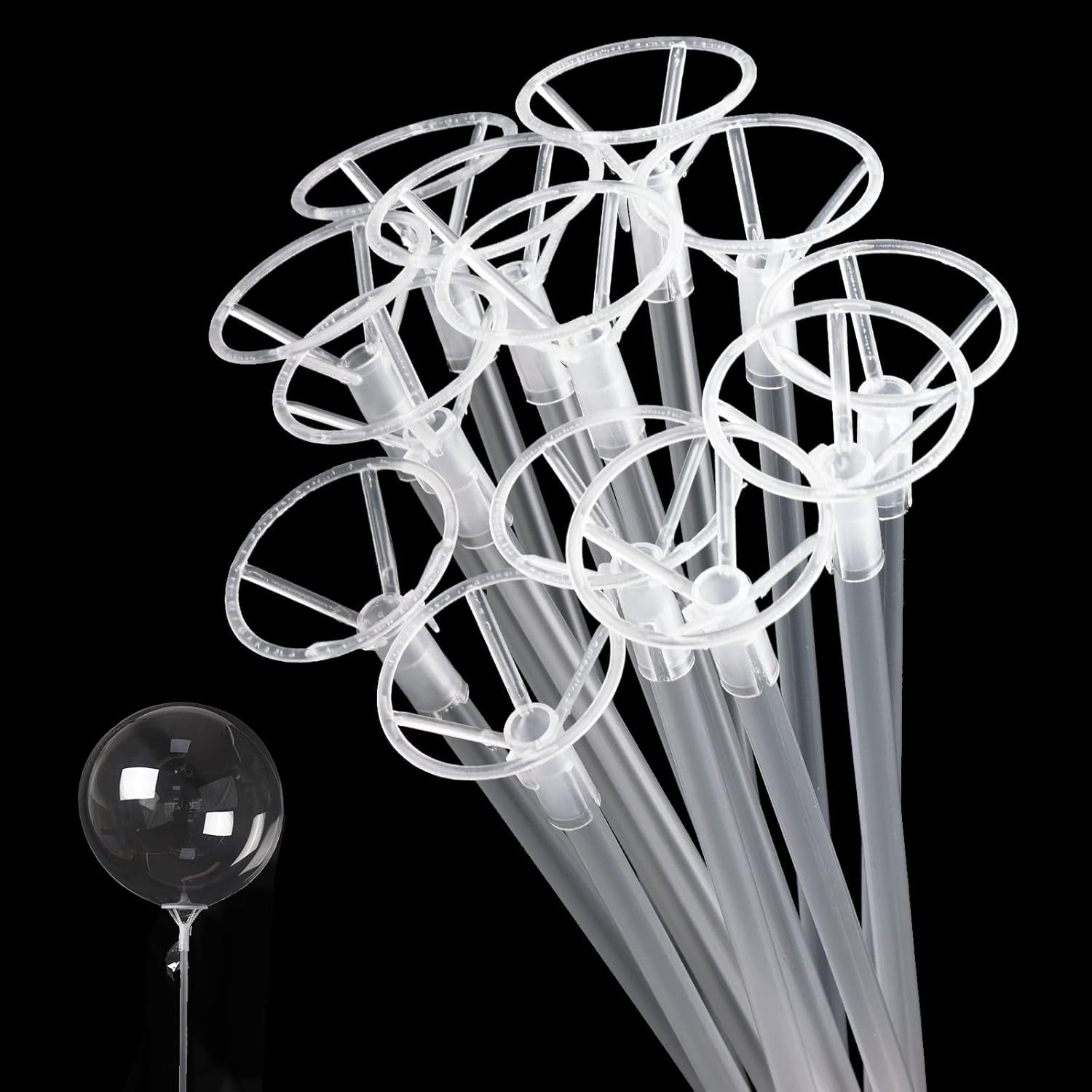 50pcs Bobo Balloon Sticks with Cups Clear Big Balloon Holders Without ...