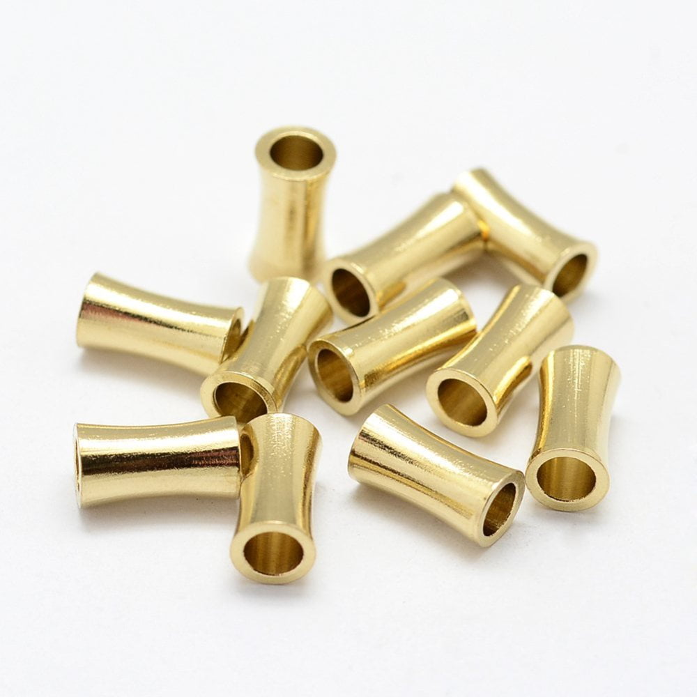 50pcs Brass Beads Column Nickel Free Raw(Unplated) 9x4.5mm Hole: 3.5mm ...
