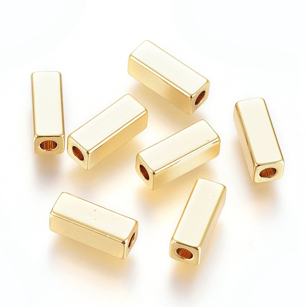 50pcs Brass Beads Long-Lasting Plated Cuboid Real 18K golden Plated ...