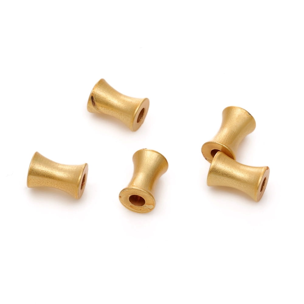 50pcs Brass Beads Long-Lasting Plated Matte Style Diabolo Real 18K Gold ...