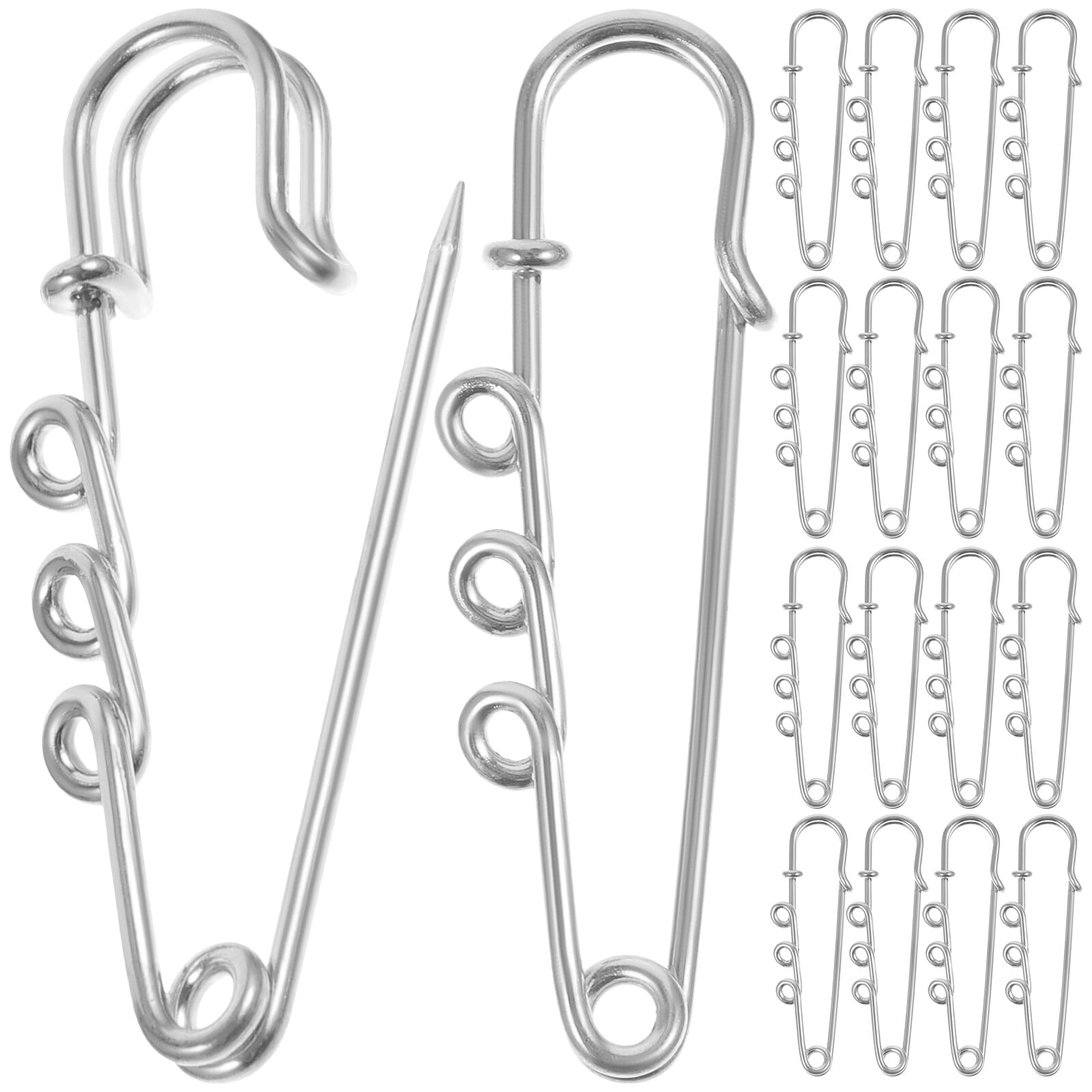 50pcs Brooch Findings Safety Pins Needles with Holes Metal Pins Brooch ...