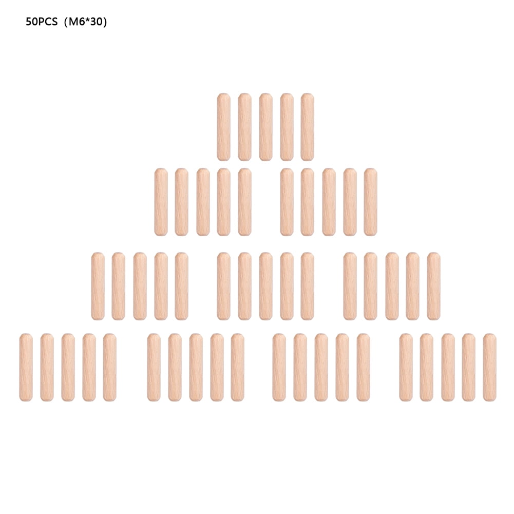 50pcs Cabinet Drawer Round Fluted Wooden Craft Dowel Pins Rods, M6*30 ...