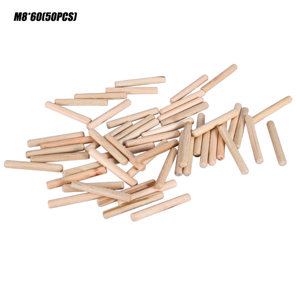 50 Pack Wood Craft Dowel Pins - M8 x 60mm Round Fluted Cabinet Drawer ...