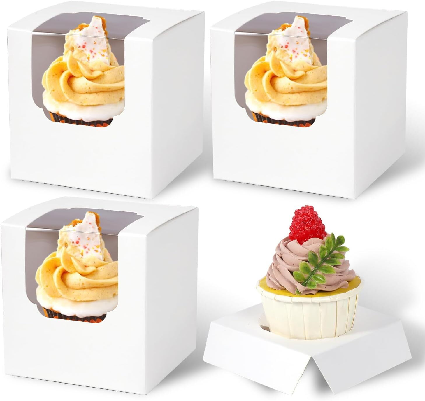 50pcs Cake Boxes with Window, DAKINGS Cake Container for Cookies Pies ...