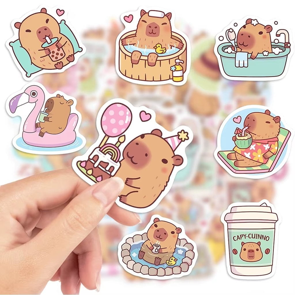 50pcs Capybara Stickers Decals Pastel Kawaii Cute Animal Capybaras Boba ...