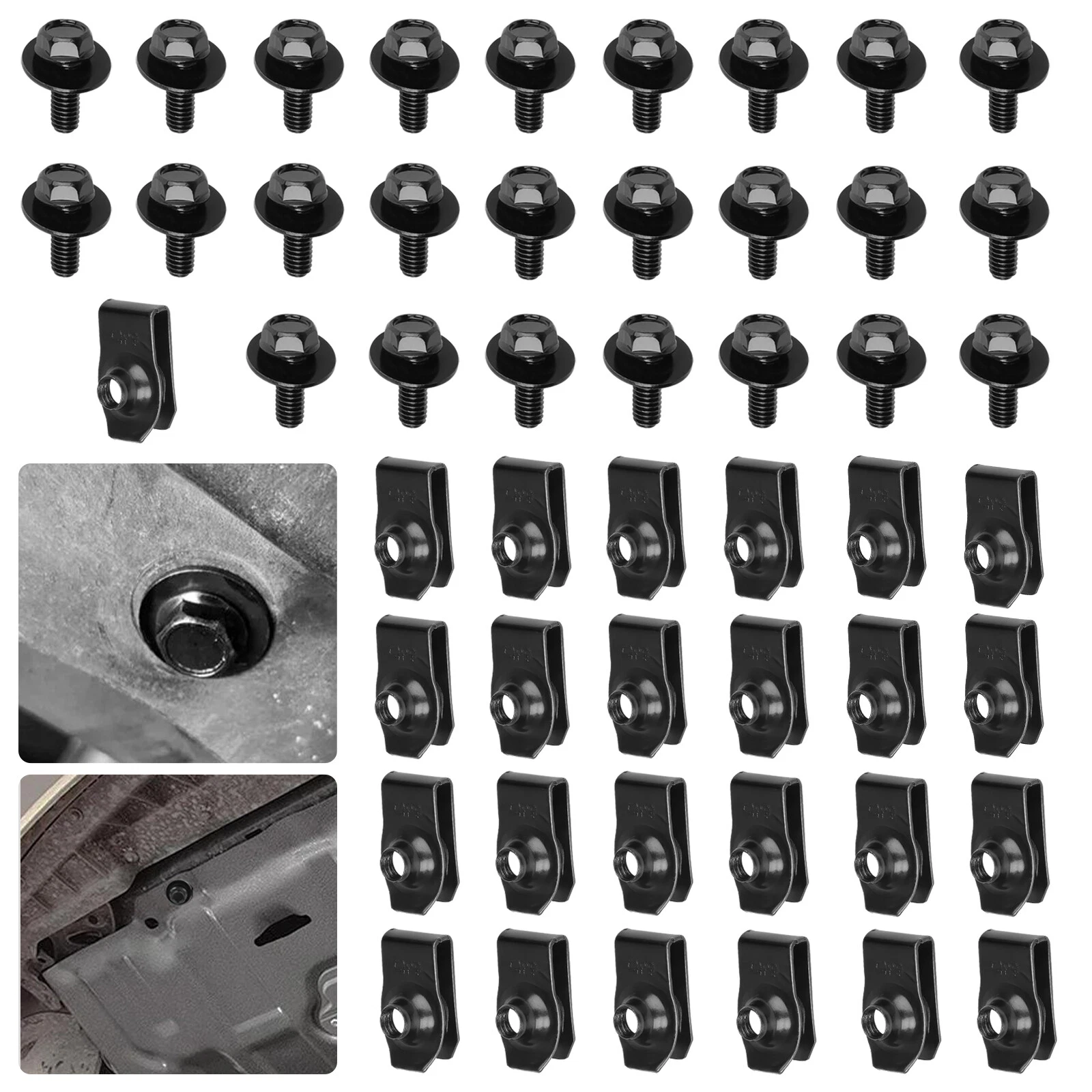 50pcs Car Body Bolts U-nut Clips M6 Splash Shield Retainer Fastener ...