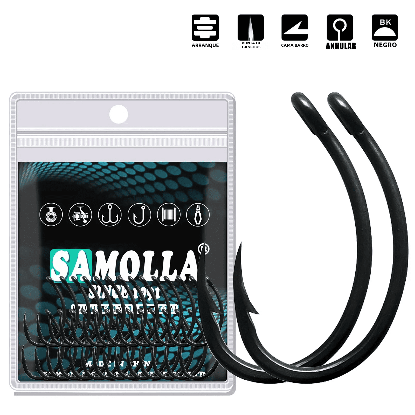 50pcs Carp Fishing Hooks High Carbon Steel with PTFE Galvanized ...